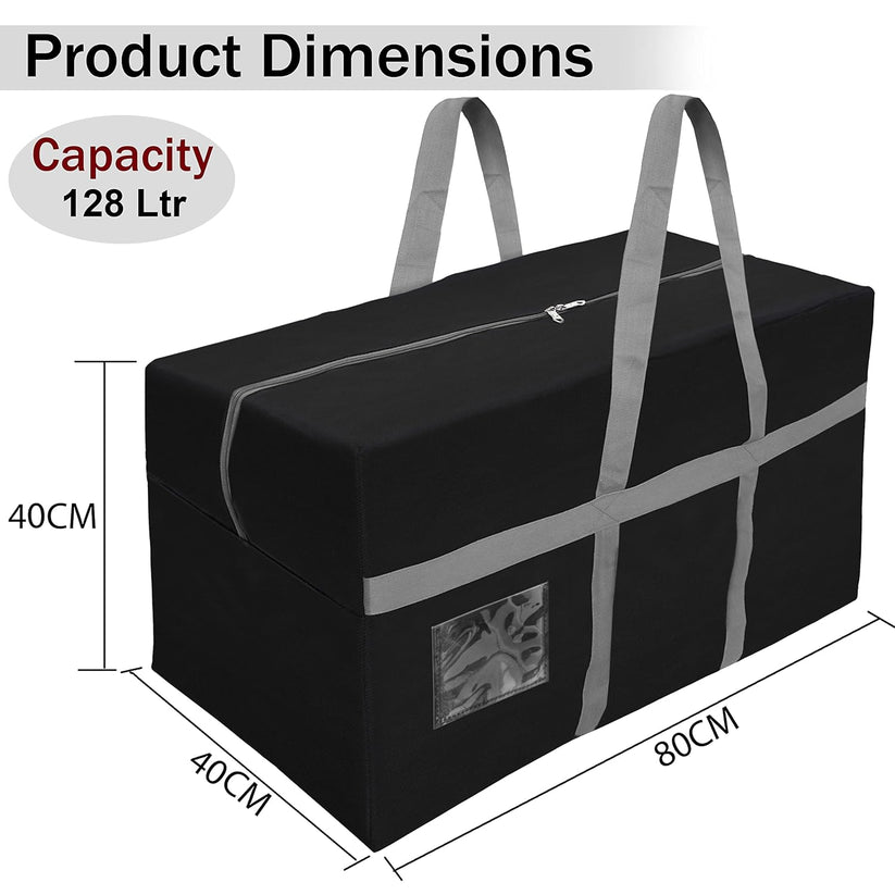 Storite 128L Extra Large Nylon Storage Bag with Handles – Black